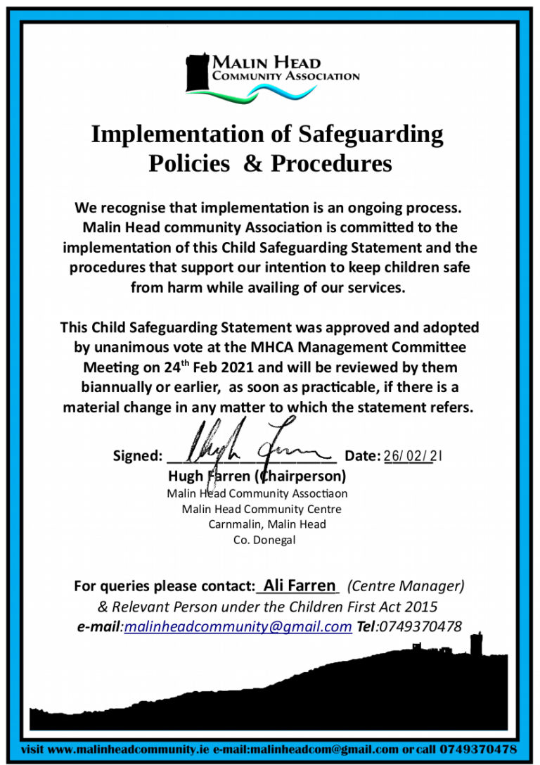 MHCA Child Safeguarding Statement - Malin Head Community Association