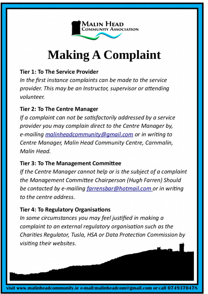 Complaints Policy Statement - Malin Head Community Association